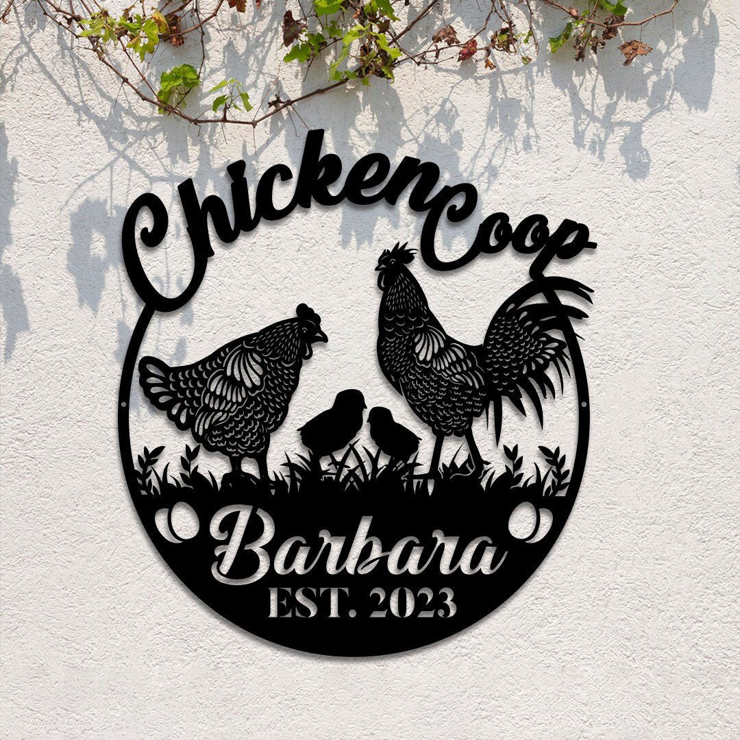 Custom Metal Chicken Coop Sign with Led Light, Rooster Hen Sign, Farm ...
