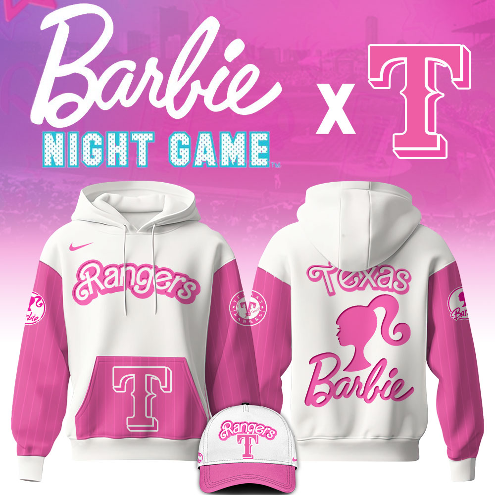 Texas Rangers Hoodie x Barbie Night Game Special Edition Hoodie 2025 ...