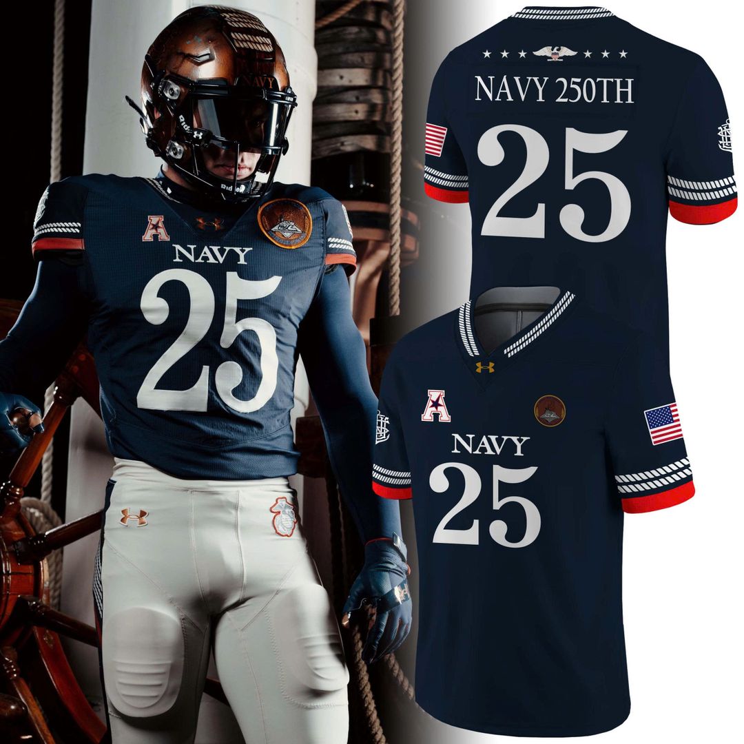 Navy Midshipmen 250th Anniversary Uniform Football Jersey – Tycheco
